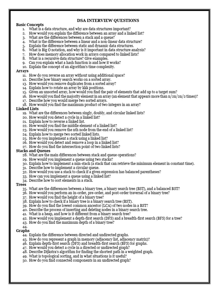DSA Interview Question Level-1 | PDF | Mathematical Relations | Computer Programming