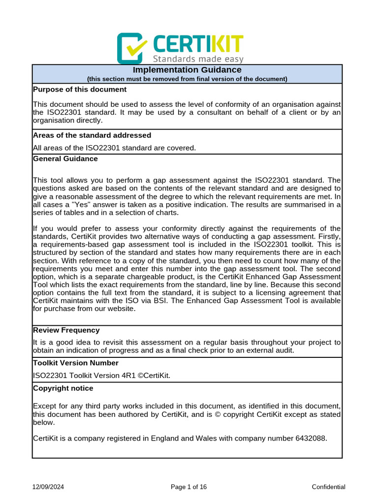 BCMS-FORM-00-4 ISO22301 Gap Assessment Tool | PDF | Internal Audit | Risk