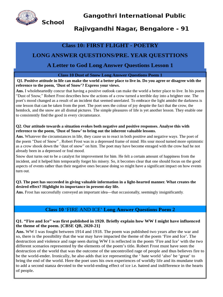 Class 10 Poetry Analysis and Questions | PDF | Tiger | Courage