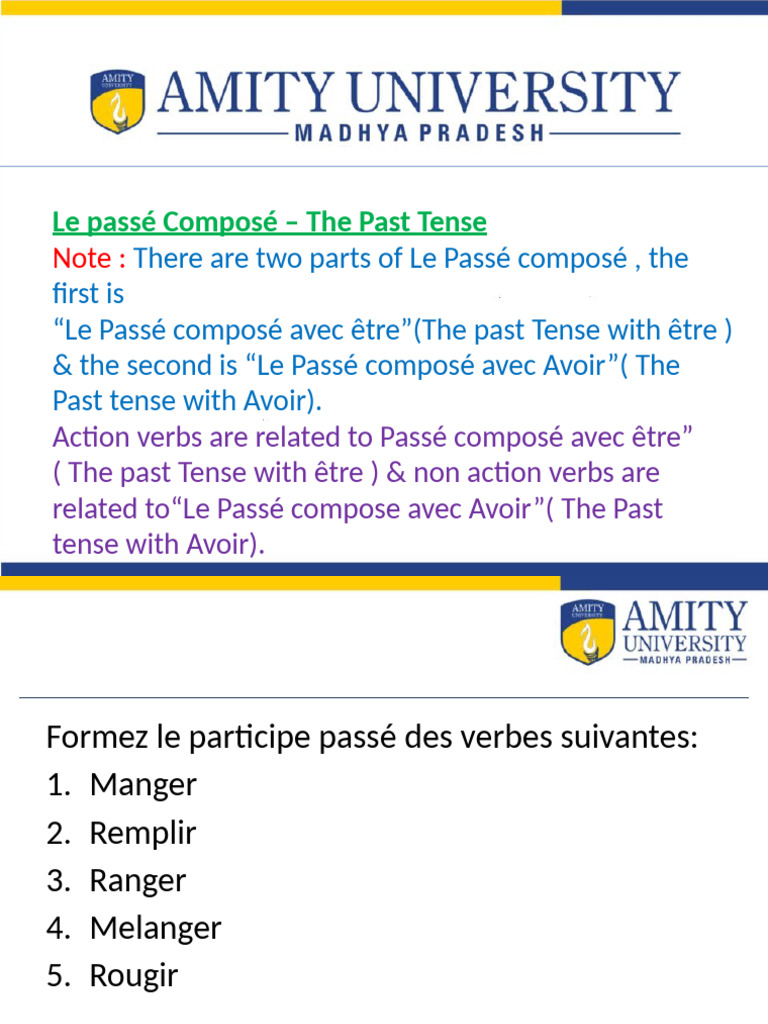 Le Passé Composé - FLU344 | PDF | Linguistique | Grammaire