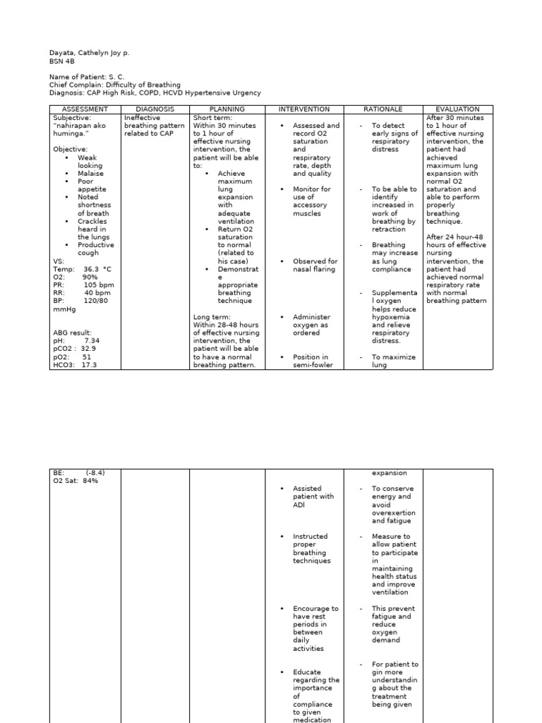 Icu NCP | PDF | Breathing | Physiology