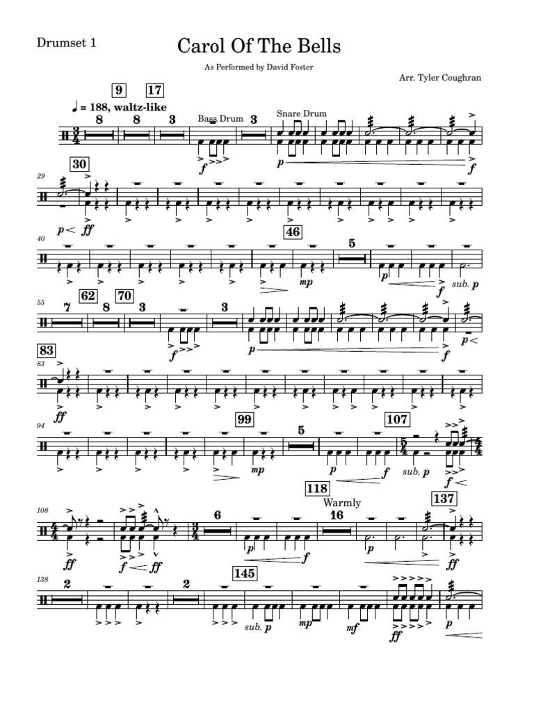 Carol of the Bells Drumset Arrangement | PDF | Drumming | Musical ...