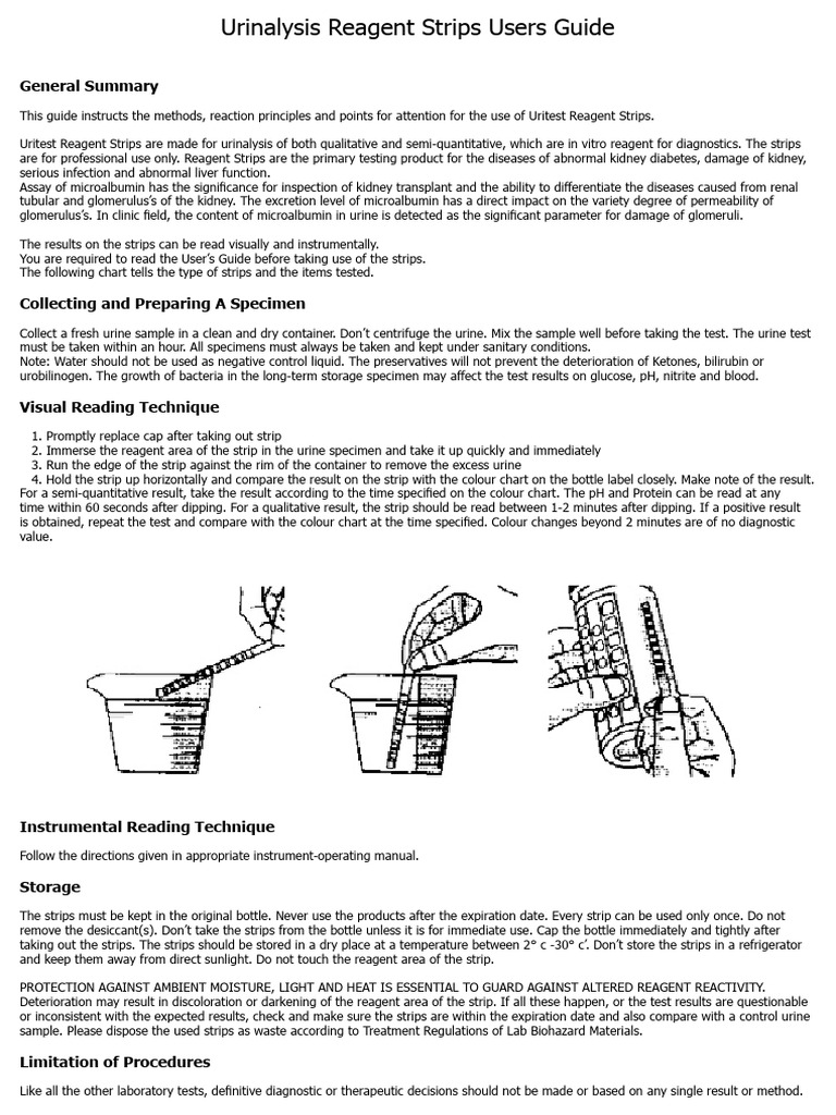 Urinalysis Reagent Strips User Guide | PDF