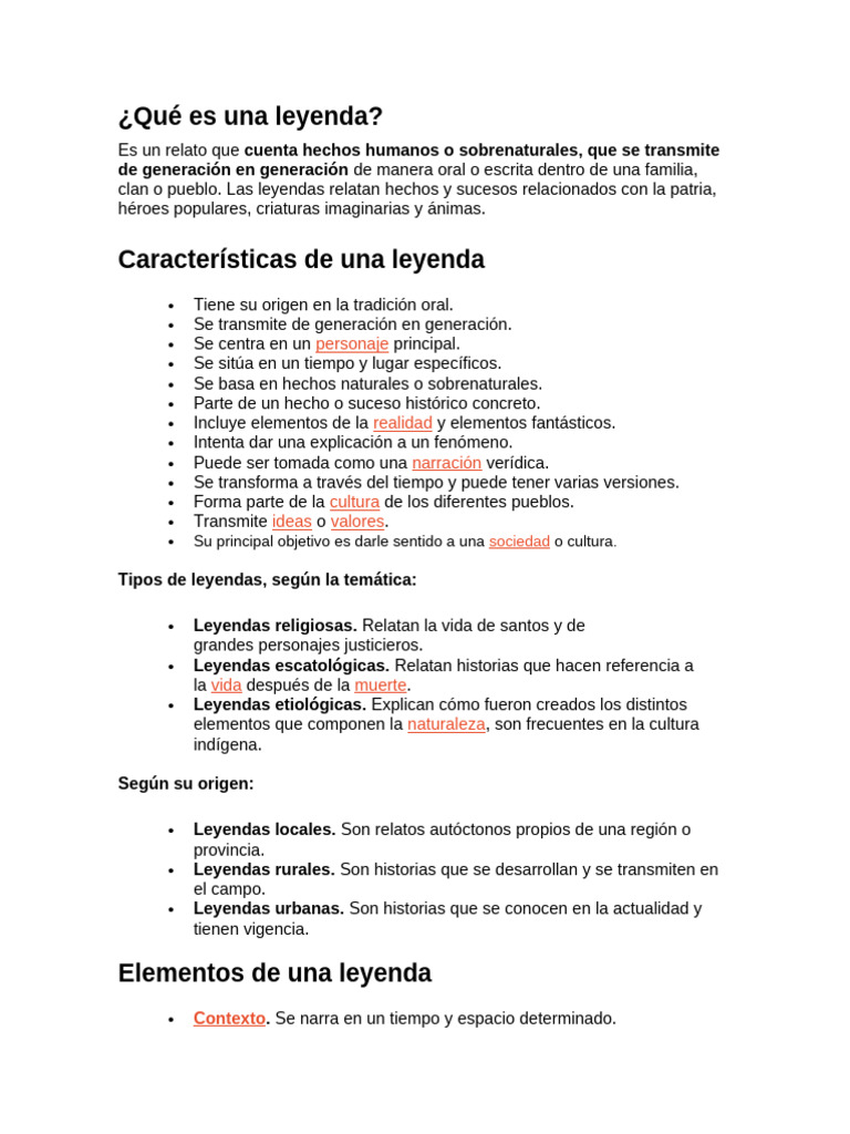 Definición de leyenda y sus características | PDF