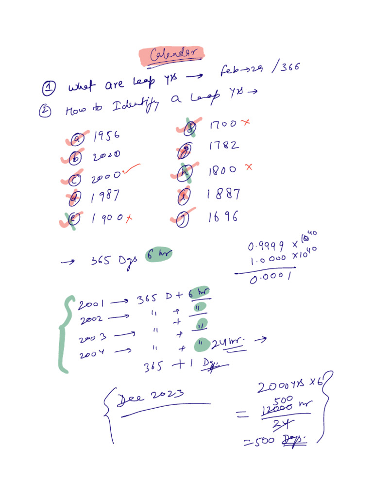 Calendars and Clock Notes | PDF