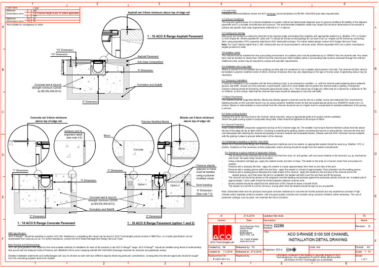ACO S-Range Installation Detail Guide | PDF | Concrete | Road Surface