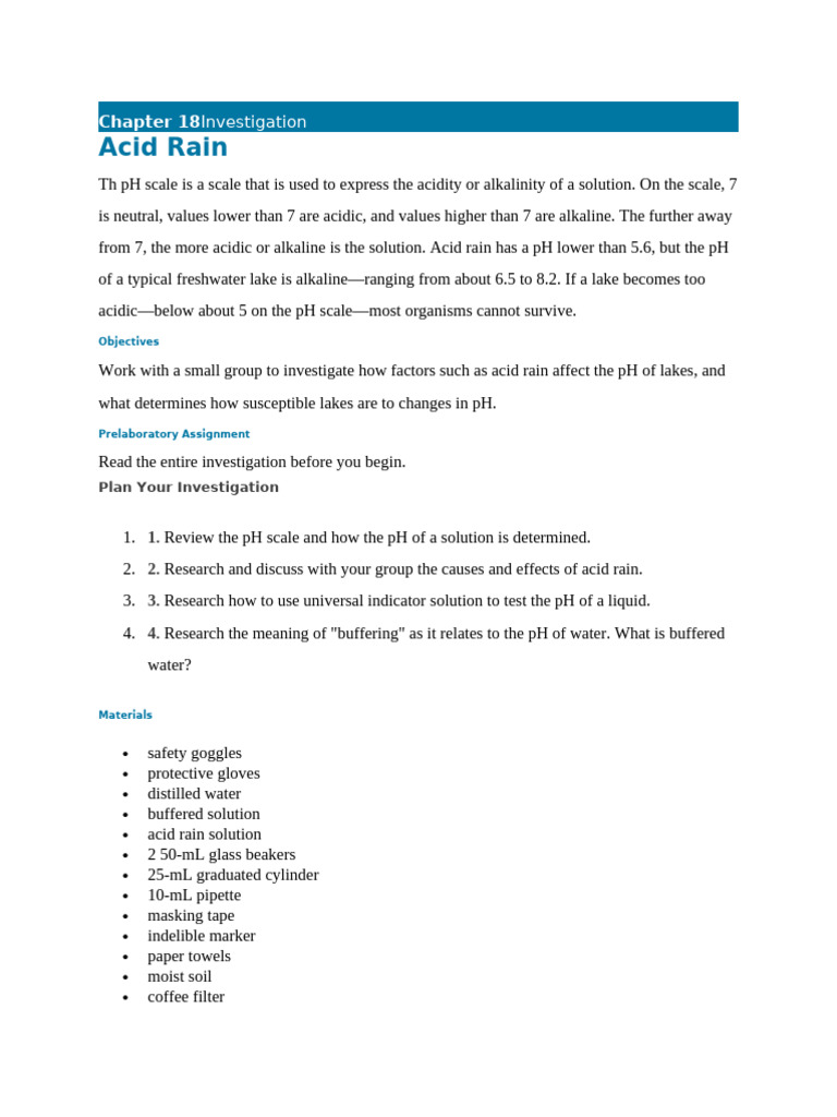Acid+Rain+Investigation | PDF | Ph | Soil
