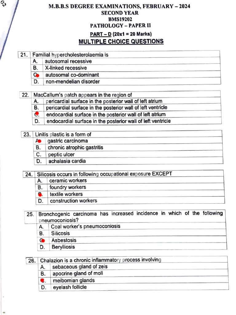 Pathology Paper 2 - 2024 | PDF | Causes Of Death | Cancer