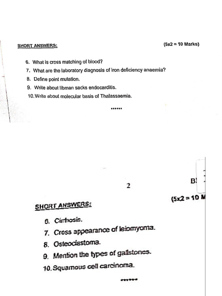Patho Paper II 2marks(1) | PDF | Myocardial Infarction | Esophagus
