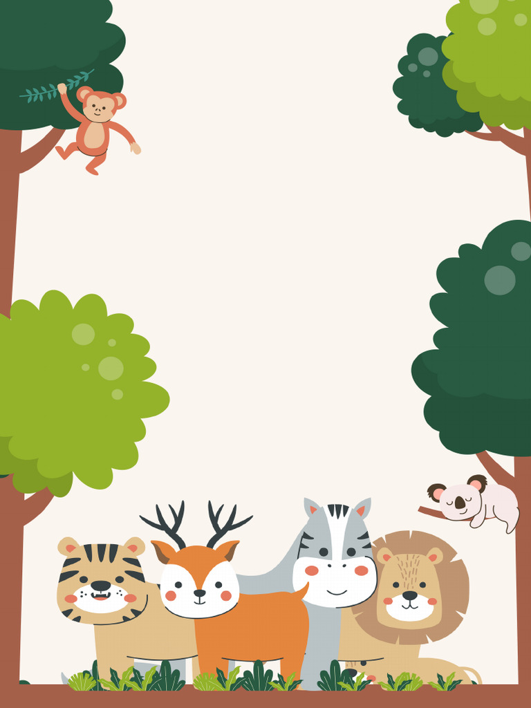 Green and Brown Playful Animal Zoo Illustrative Page Border - 20240812 ...