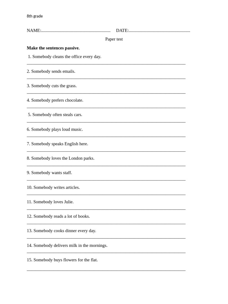paper test 8th grade | PDF