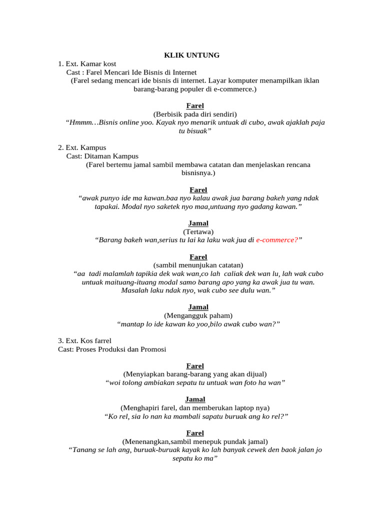 KLIK UNTUNG - Naskah Baru | PDF