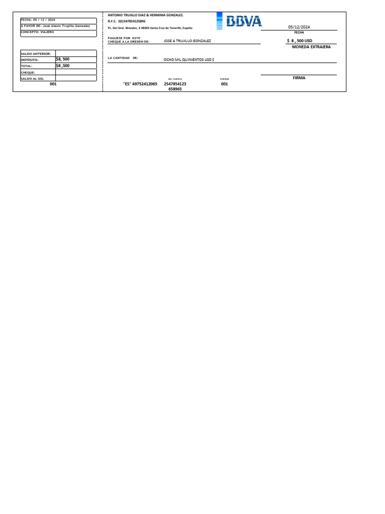 viajero-CHEQUES-BBVA | PDF