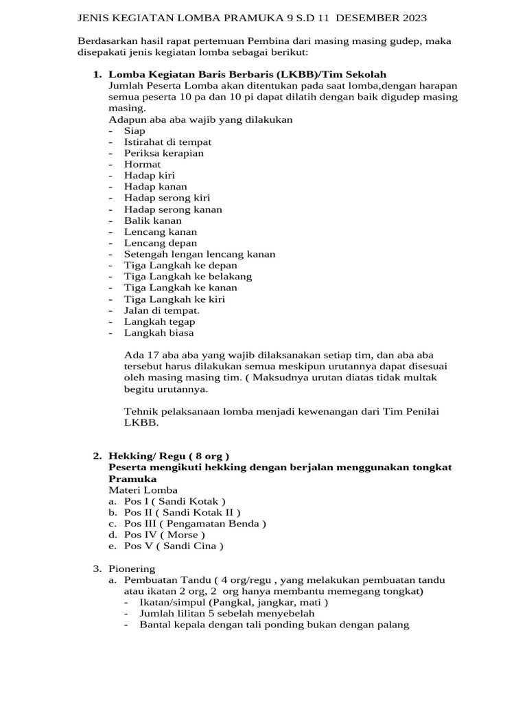 JUKNIS Kegiatan Pramuka - 20232 | PDF