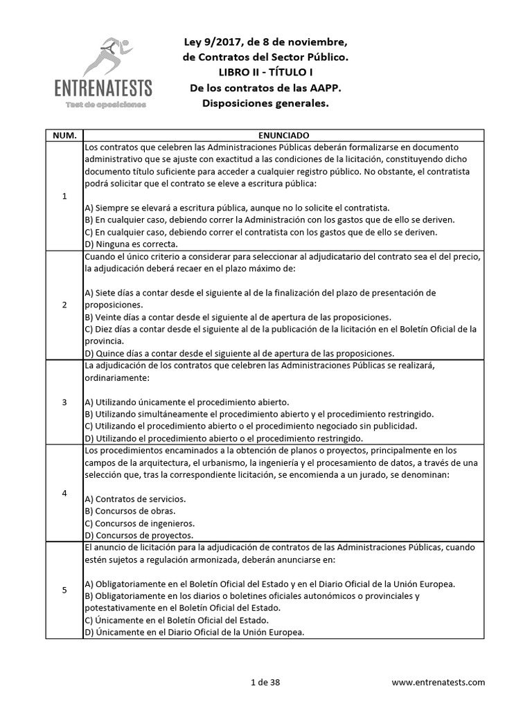 LCSP Libro Ii Titulo I E3 | PDF | Subasta | Gobierno