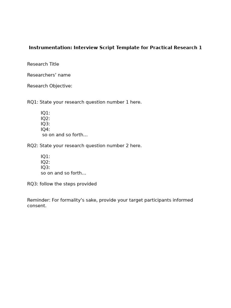 Instrumentation Interview Script Template | PDF