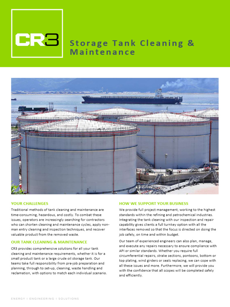 CR3 Storage Tank Cleaning Maintenance Brochure | PDF | Tanks | Pipe ...