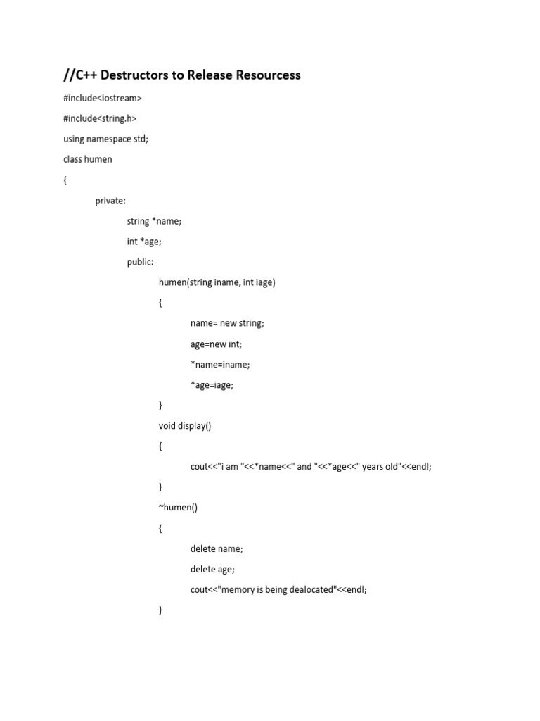 C++ Destructors To Release Resourcess | PDF