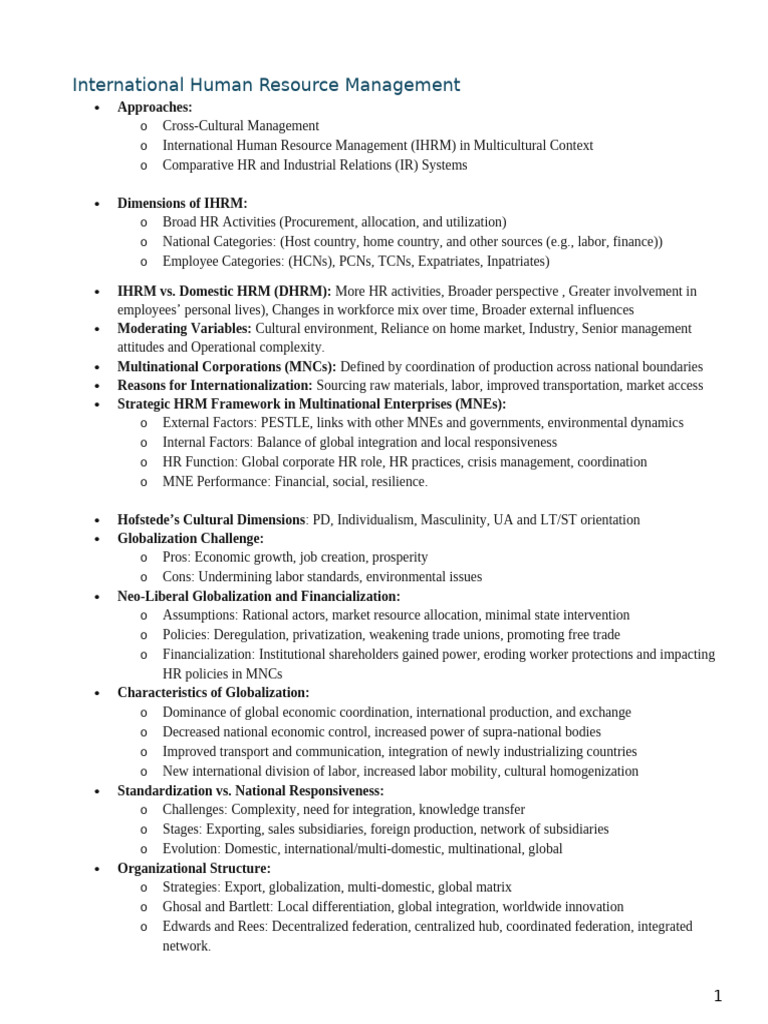 IHRM SLP 1st Submission - Amirah Callicka 20231262 | PDF | Multinational Corporation | European ...