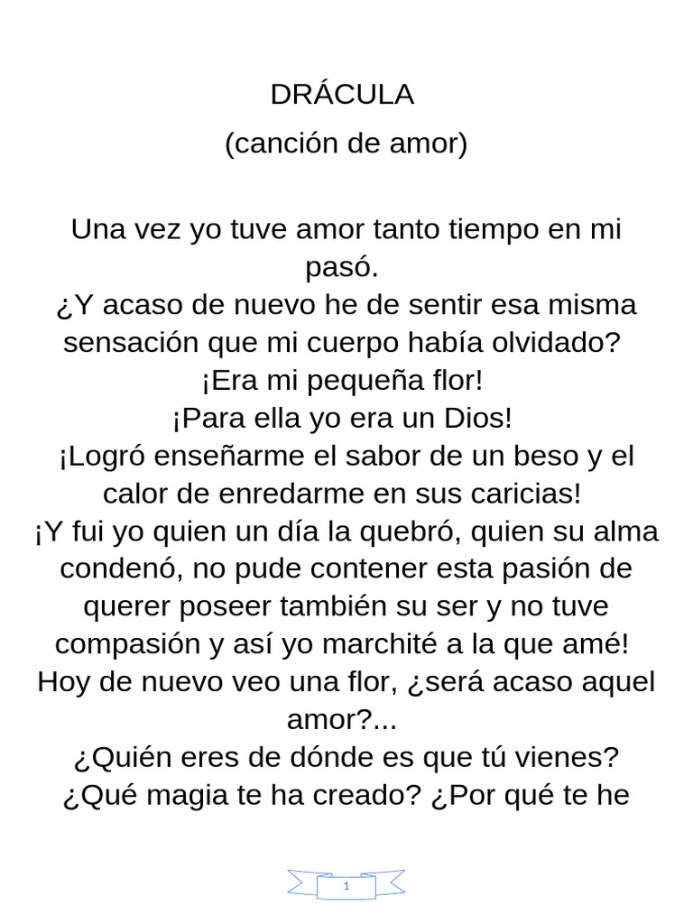 Letra - DRÁCULA - Canción de Amor | PDF