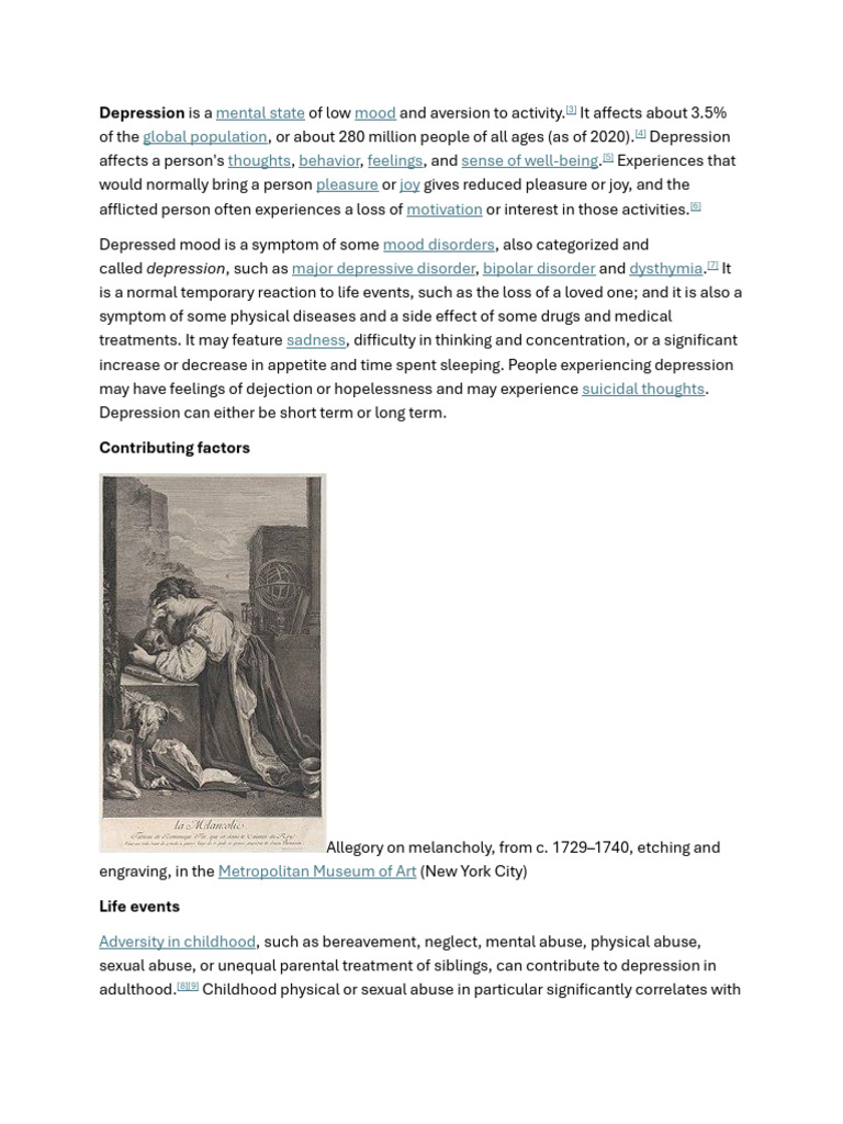 Depression | PDF | Depression (Mood) | Major Depressive Disorder