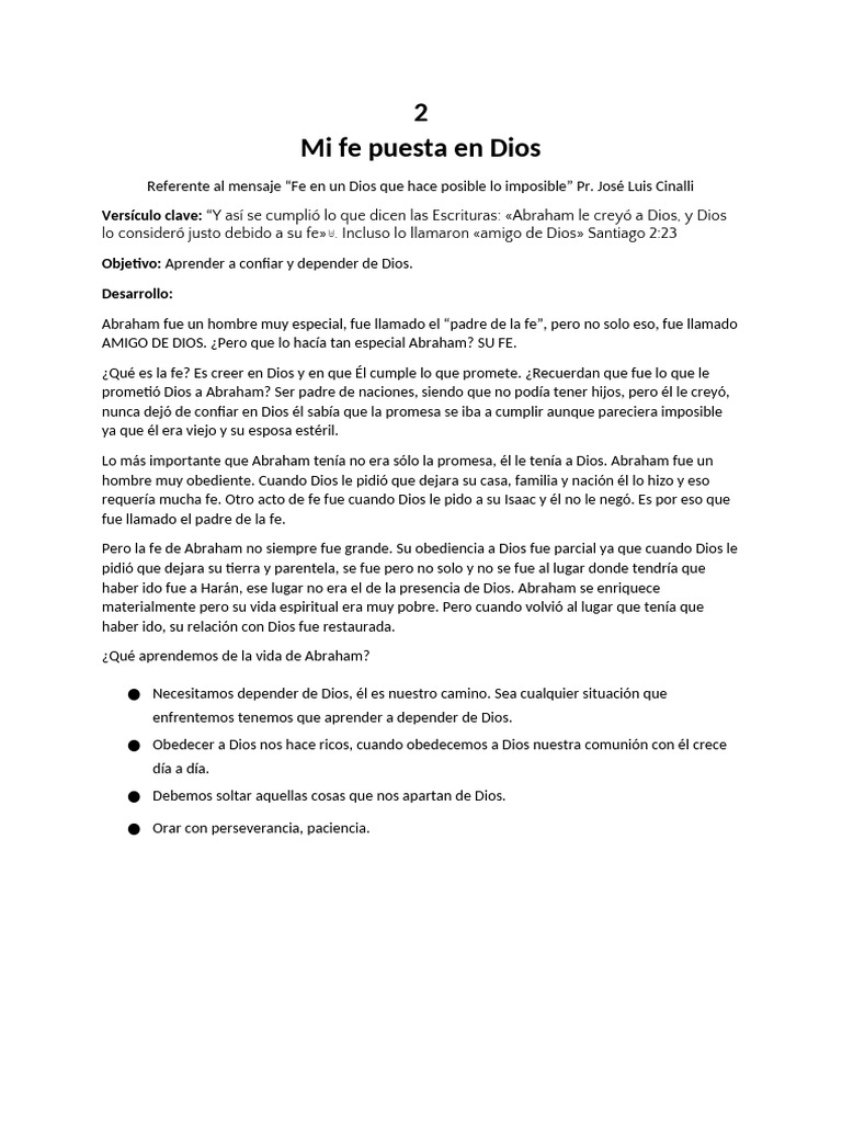 2- Mi fe puesta en Dios | PDF