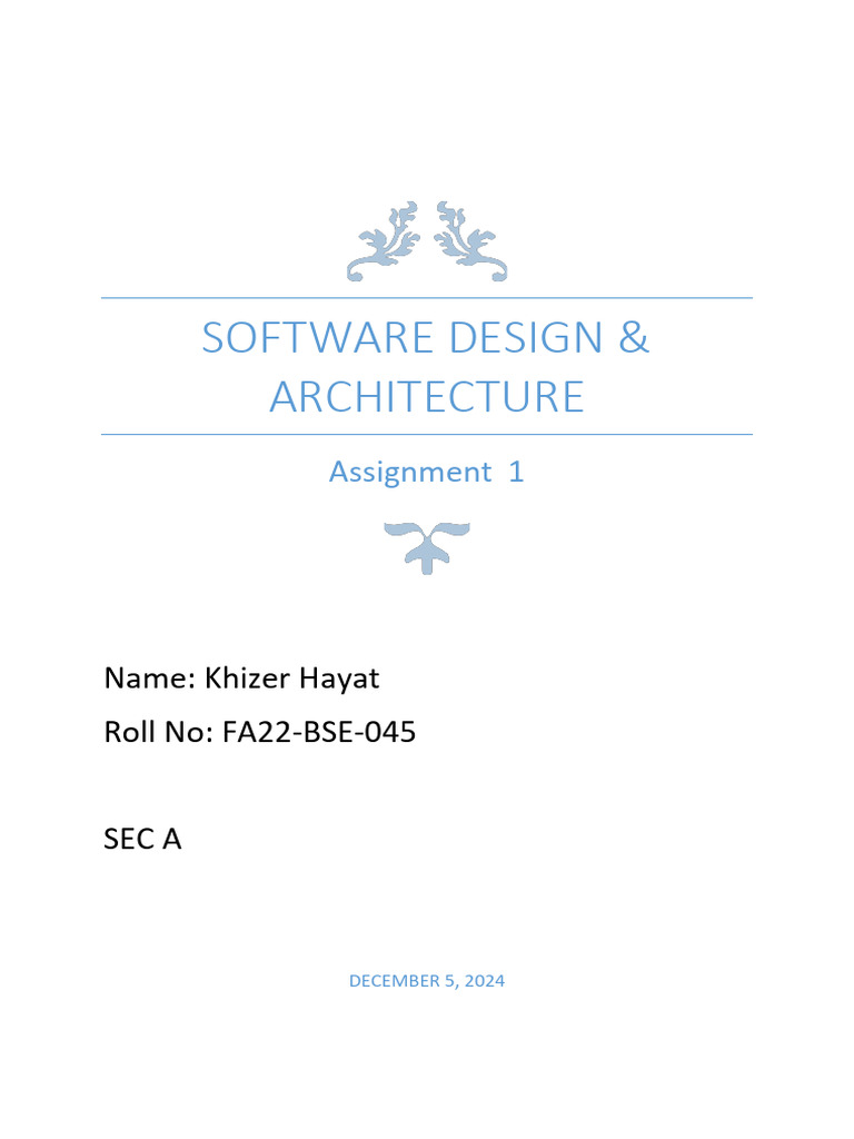 Software Design and Analysis Assignment | PDF