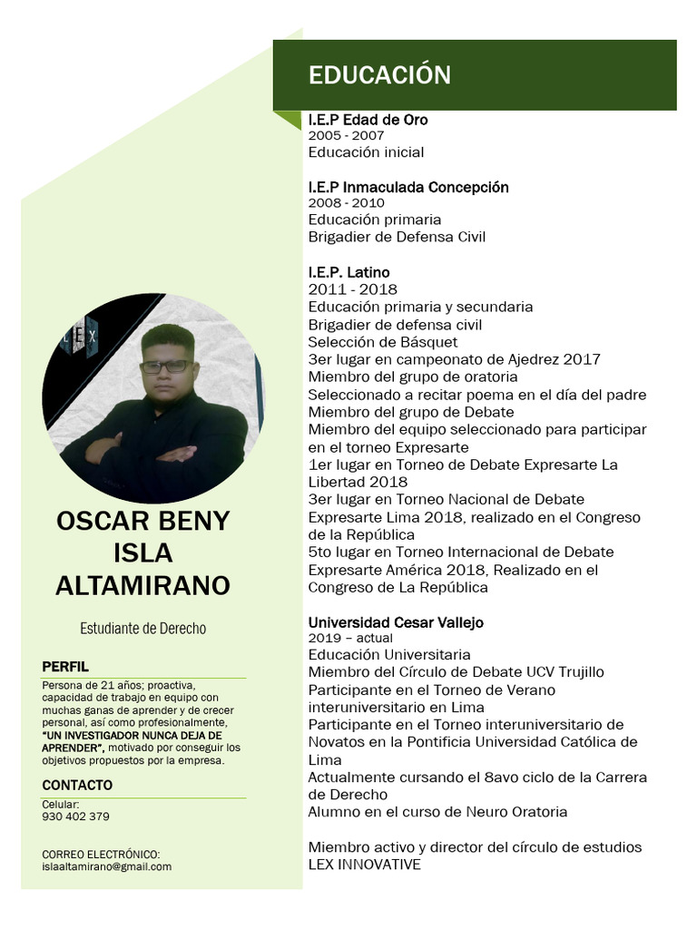 CV Oscar Beny Isla Altamirano | PDF