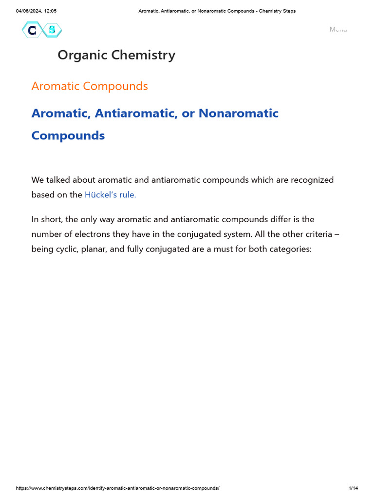 Aromatic, Antiaromatic, or Nonaromatic Compounds - Chemistry Steps ...