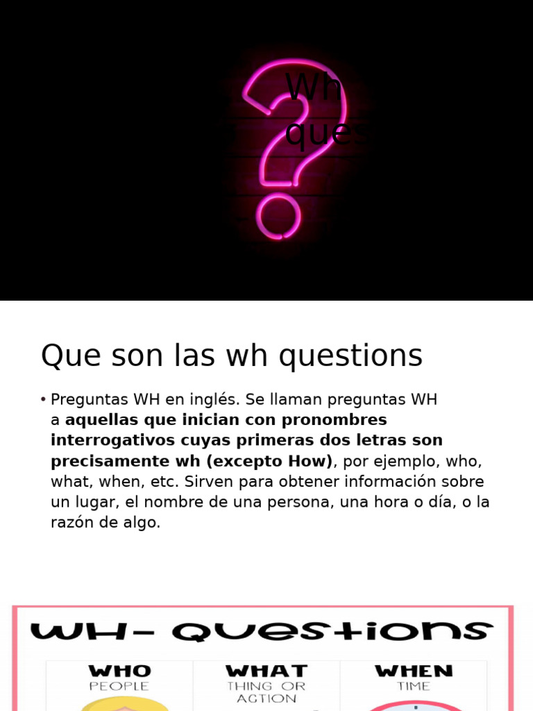 Preguntas WH en inglés: Guía y ejemplos | PDF