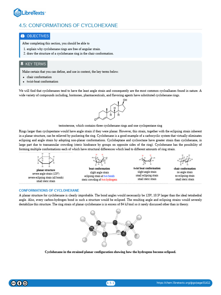 Conformations of Cyclohexane | PDF | Conformational Isomerism | Chemistry