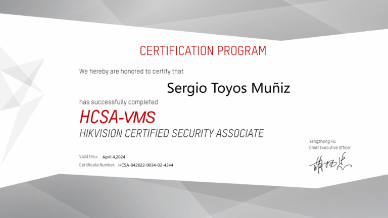Certificado HCSA-VMS Hikvision | PDF