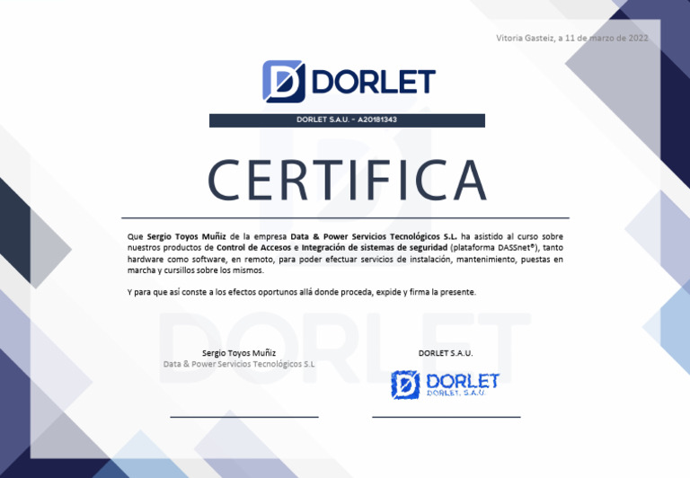 DORLET Control de Accesos e Integración de sistemas de seguridad ...