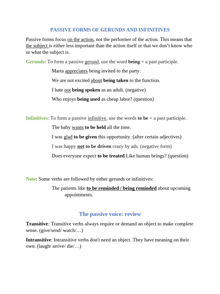 AL.2A.PASSIVE+FORMS | PDF | Verb | Linguistic Morphology