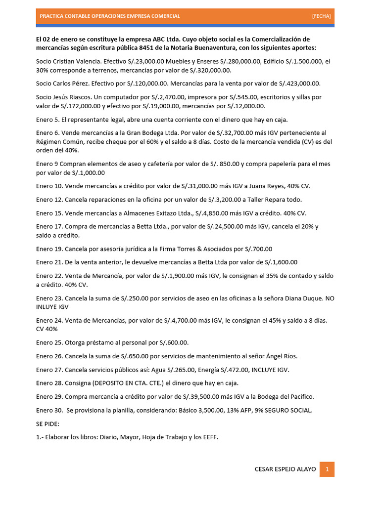 Practica Contable 001 | PDF