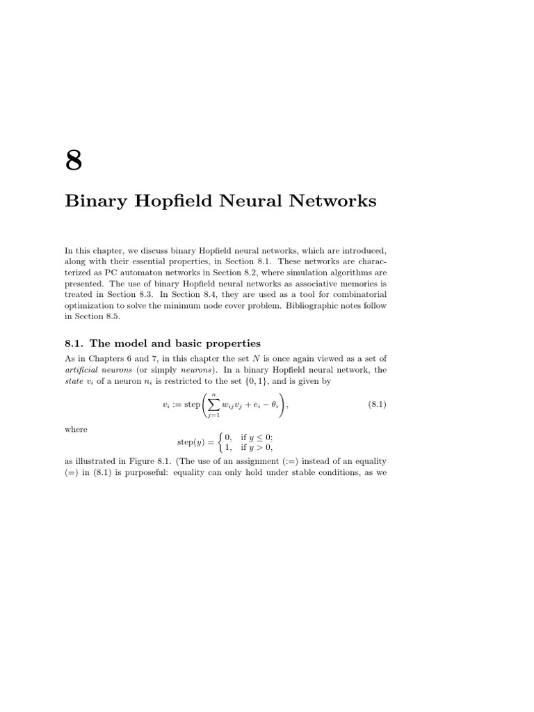 Binary Hopfield Neural Networks | PDF | Artificial Neural Network | Memory