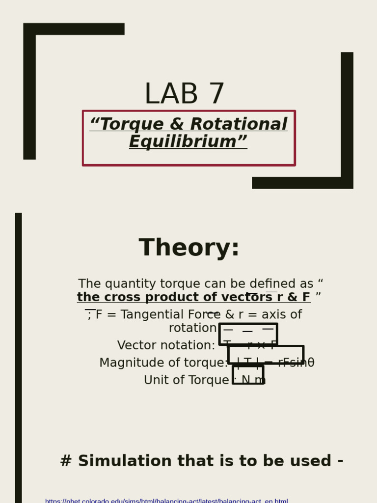 Lab 7 Rotational Equlibrium | PDF | Torque | Quantity