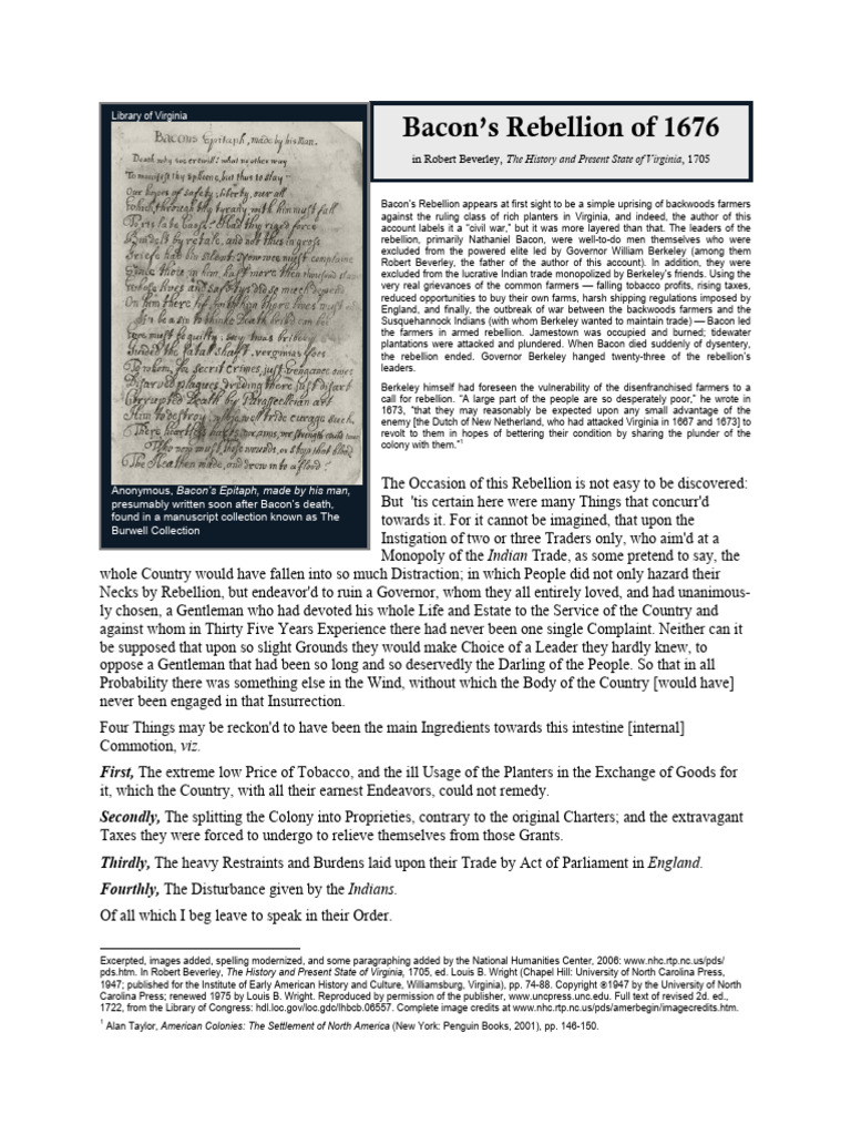 Bacons Rebellion | PDF