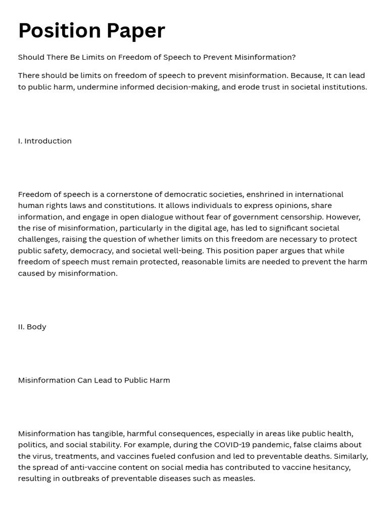 Limits on Free Speech to Combat Misinformation | PDF | Freedom Of ...