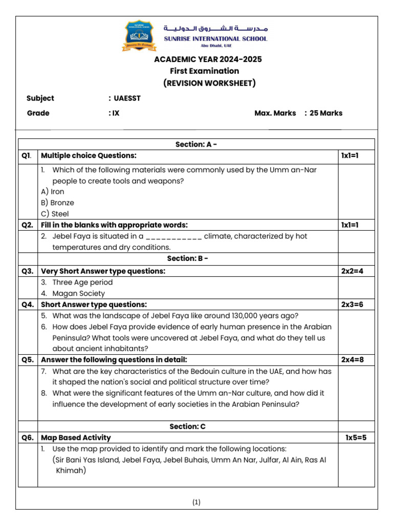 Grade 9 Geography Term 1 Revision Worksheet | PDF