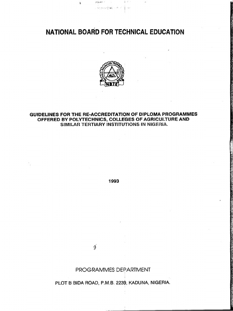 NBTE Re-Accreditation Guidelines for HND | PDF | Curriculum ...
