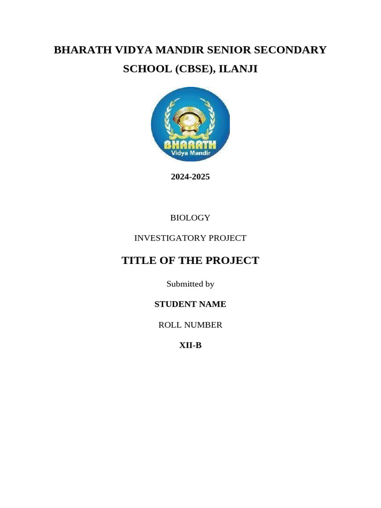 Class 12 Biology Project Certificate | PDF