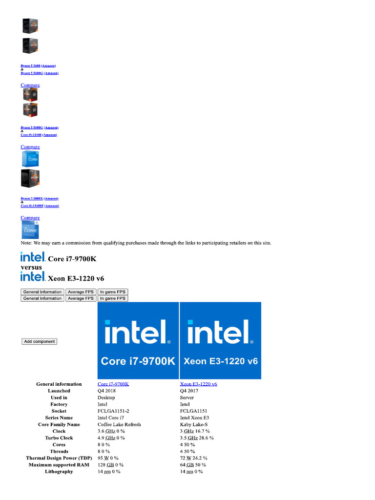CPU Performance Comparison | PDF