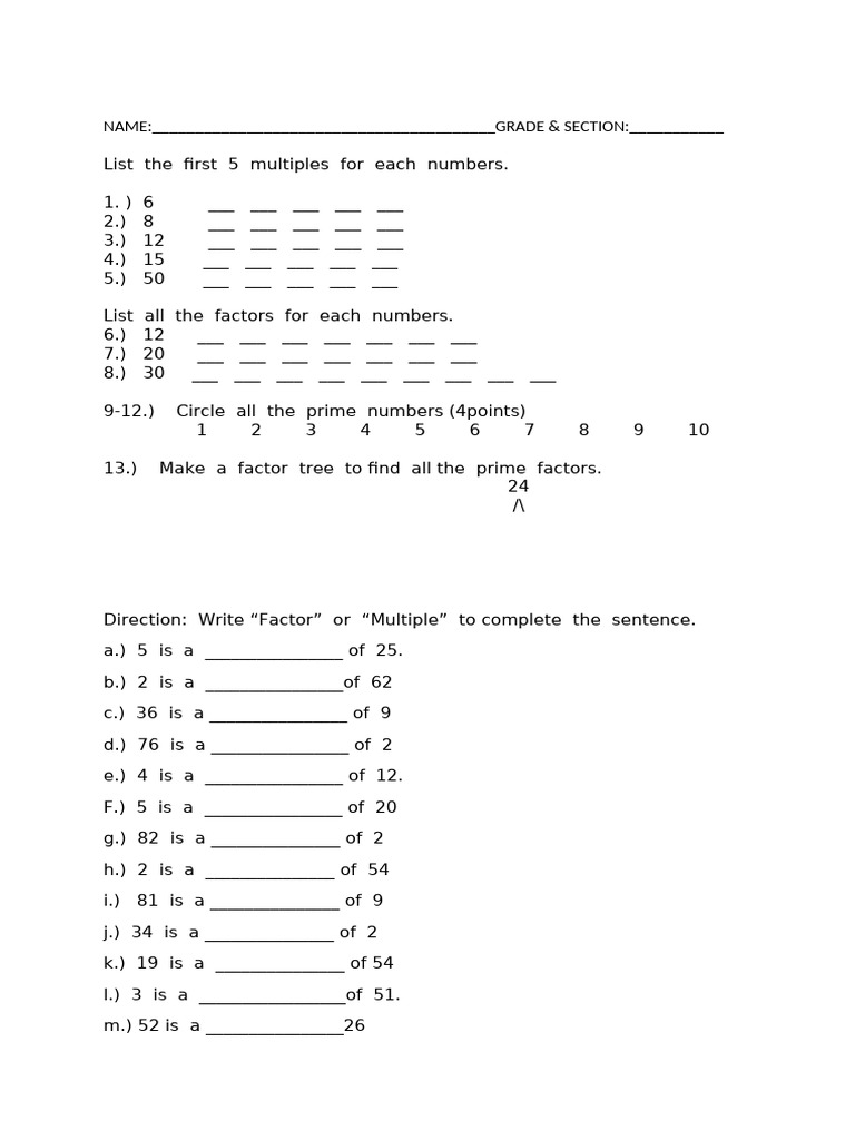 Factors and Multiples | PDF
