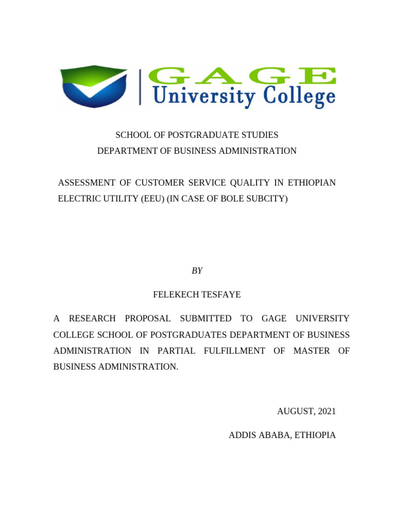 Felekech Research Proposal Final Draft | PDF | Business