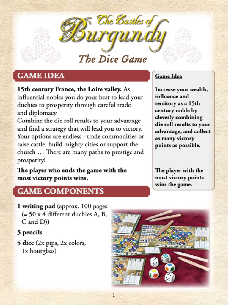 The Castles of Burgundy The Dice Game | PDF