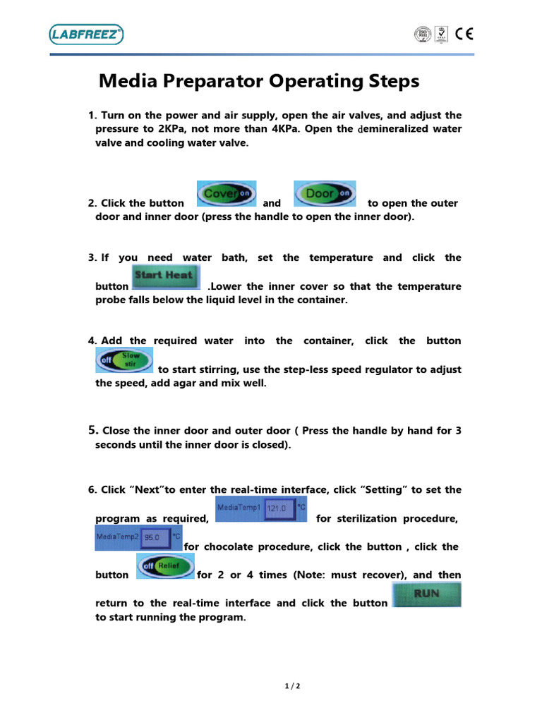 Hmp-12 Operating Steps - Labfreez | PDF | Valve | Water
