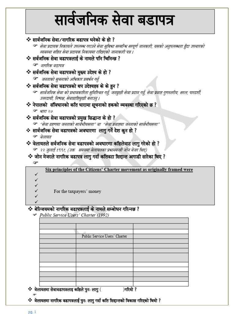 Public Service Charter Overview | PDF