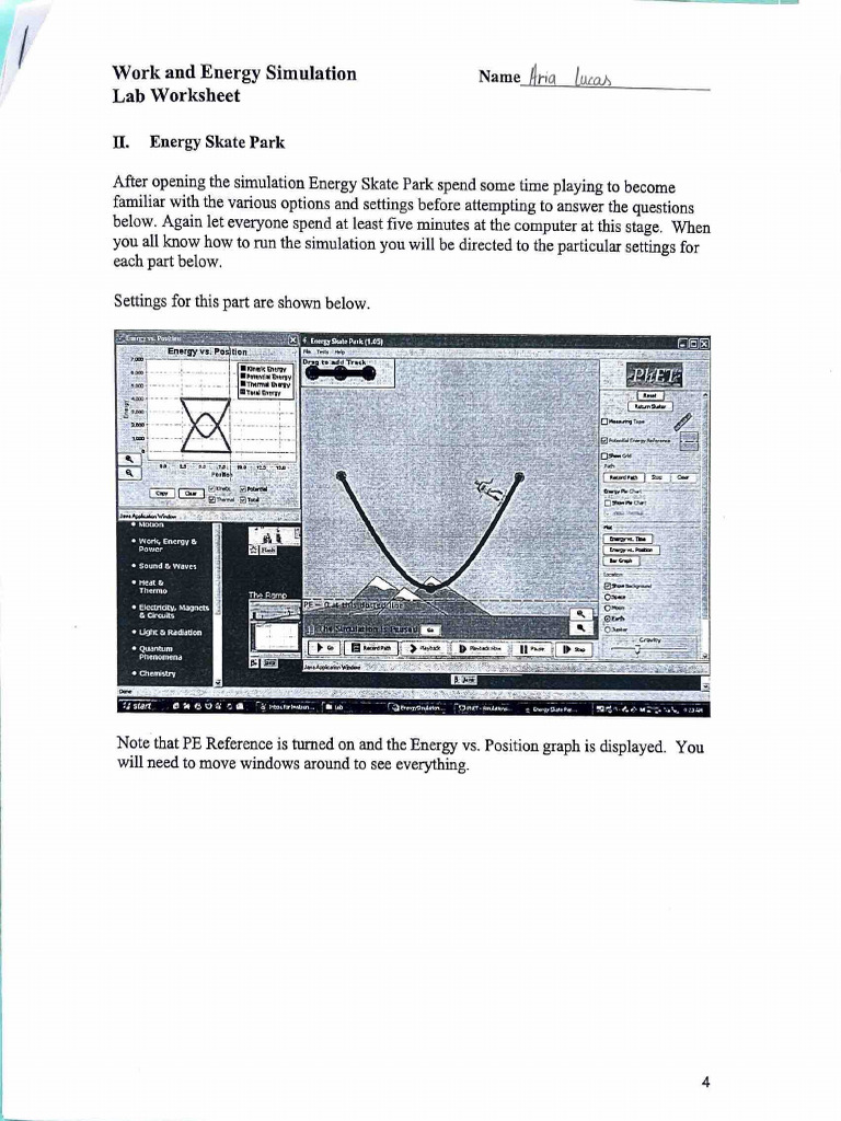 Work and Energy Simulation Lab | PDF | Mechanical Engineering | Mechanics