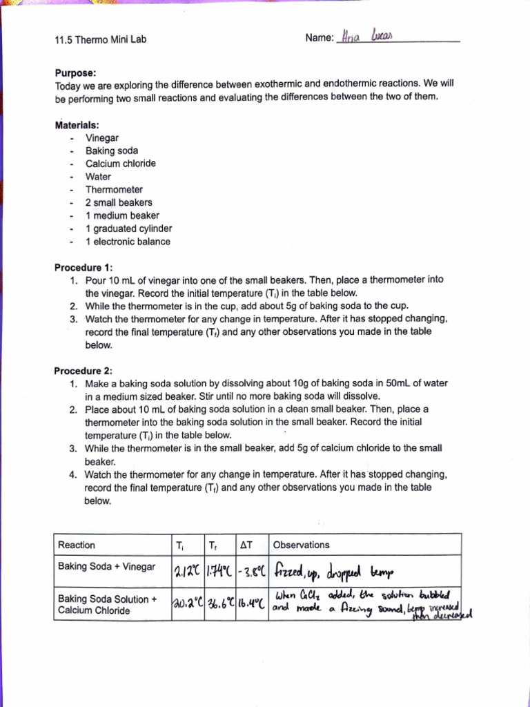 11.5 Thermo Mini Lab | PDF | Sodium Carbonate | Physical Chemistry